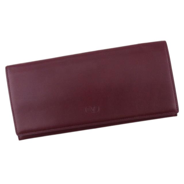 【BIGお買い物ラリー★30%OFFセール中】ヴァレンティノ・ガラヴァーニ Valentino Garavani 長財布Vマーク ボルドー レディース 中古