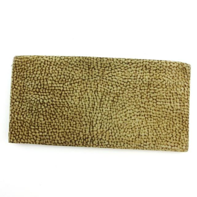 【BIGお買い物ラリー★30%OFFセール中】ボルボネーゼ BORBONESE 長財布うずら柄 redwallタグ付き ベージュ ブラウン ゴールド レディース 中古