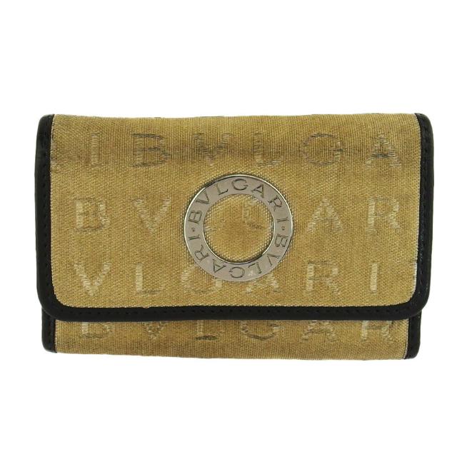 【BIGお買い物ラリー★30%OFFセール中】ブルガリ BVLGARI キーケースロゴマニア レッタレ ベージュ ブラック シルバー レディース 中古