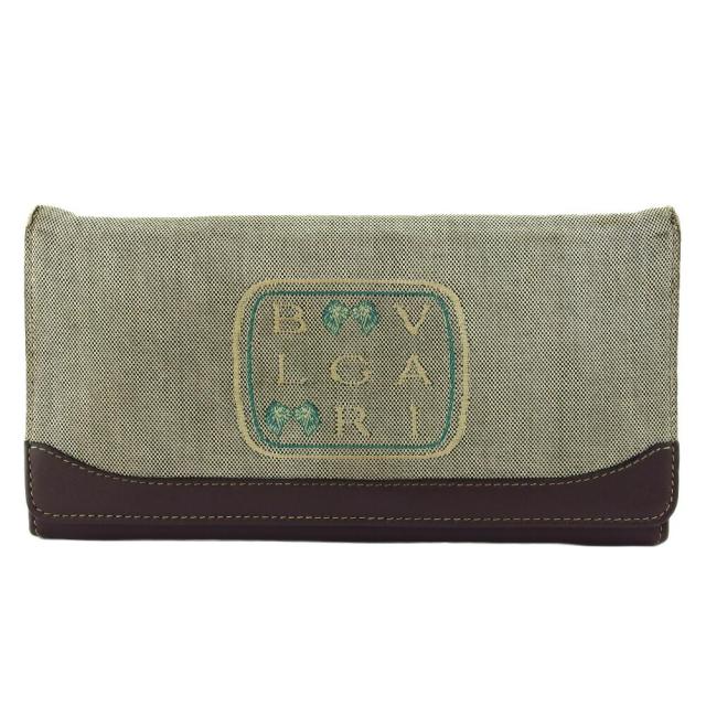 【BIGお買い物ラリー★30%OFFセール中】ブルガリ BVLGARI 長財布ロゴ ベージュ ブラウン ブルー レディース 中古