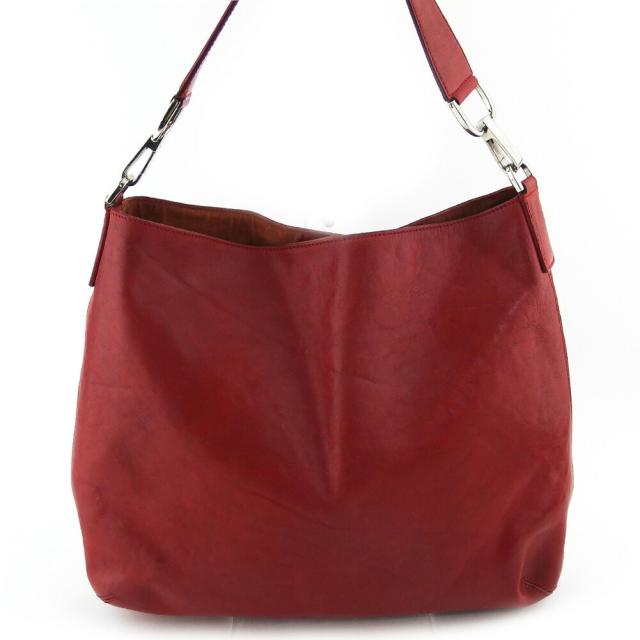 【BIGお買い物ラリー★30%OFFセール中】ヒロフ HIROFU ショルダーバッグHマーク レッド シルバー レディース 中古