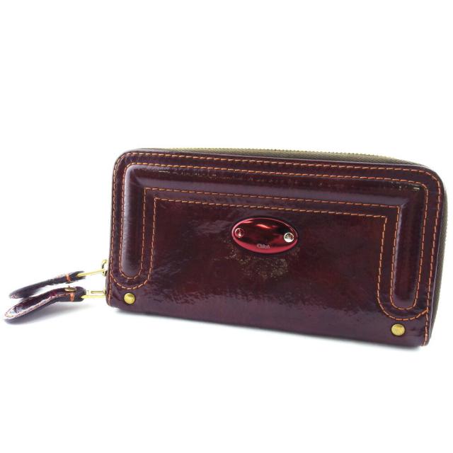 【X'masセール★30%OFF】クロエ Chloe 長財布ベイ パープル ゴールド レディース 中古