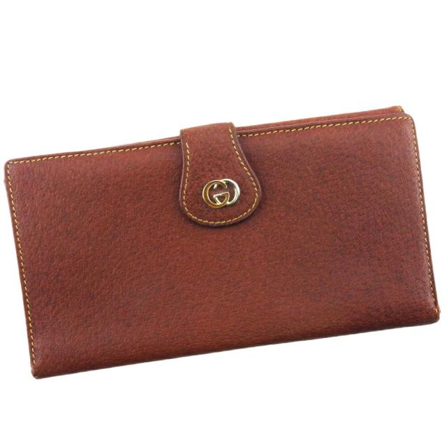 【X'masセール★30%OFF】グッチ GUCCI 長財布ダブルG インターロッキングG ブラウン シルバー ゴールド レディース 中古