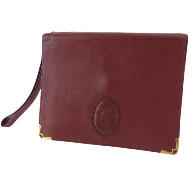 【BIGお買い物ラリー★30%OFFセール中】カルティエ CARTIER クラッチバッグマストライン ボルドー ゴールド レディース 中古