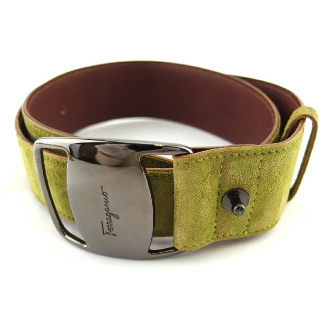 【BIGお買い物ラリー★30%OFFセール中】サルヴァトーレフェラガモ Salvatore Ferragamo ベルトヴァラ グリーン ブラック レディース 中古