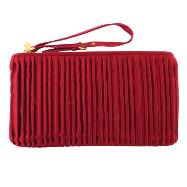 【BIGお買い物ラリー★30%OFFセール中】ミュウミュウ MIUMIU ポーチプリーツ レッド ゴールド レディース 中古