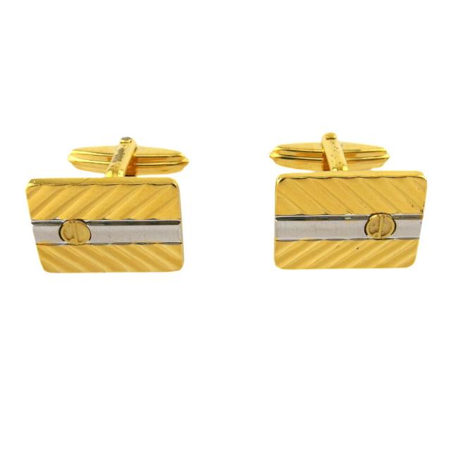 【BIGお買い物ラリー★30%OFFセール中】ダンヒル Dunhill カフスdマーク スウィヴル式 ゴールド シルバー レディース 中古