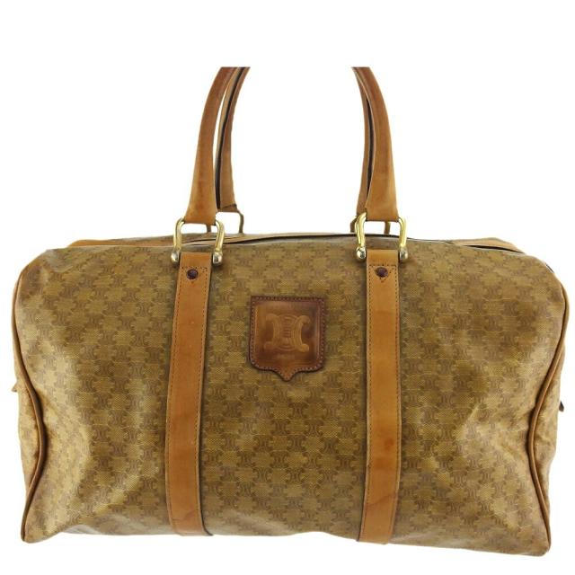 【X'masセール★30%OFF】セリーヌ CELINE ボストンバッグマカダム ベージュ ブラウン ゴールド レディース 中古