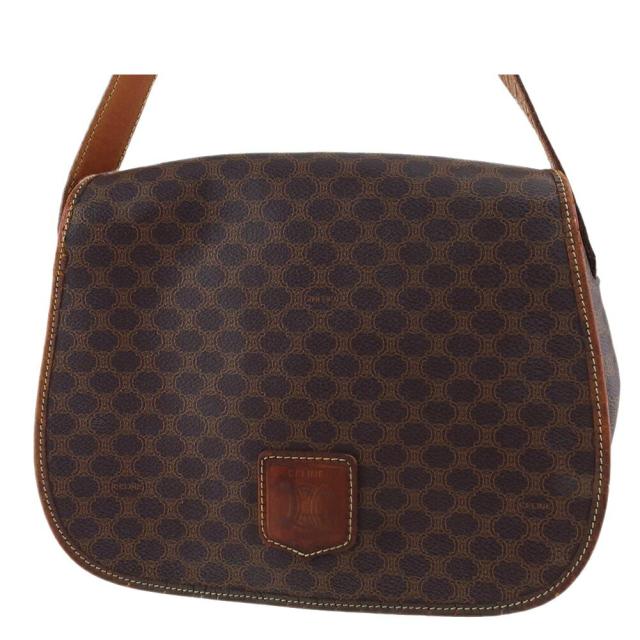 【X'masセール★30%OFF】セリーヌ CELINE ショルダーバッグマカダム ブラウン ベージュ ゴールド レディース 中古