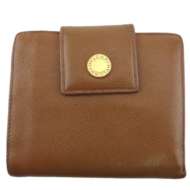 【BIGお買い物ラリー★30%OFFセール中】ブルガリ BVLGARI 二つ折り財布クラシコ ライトブラウン ゴールド レディース 中古