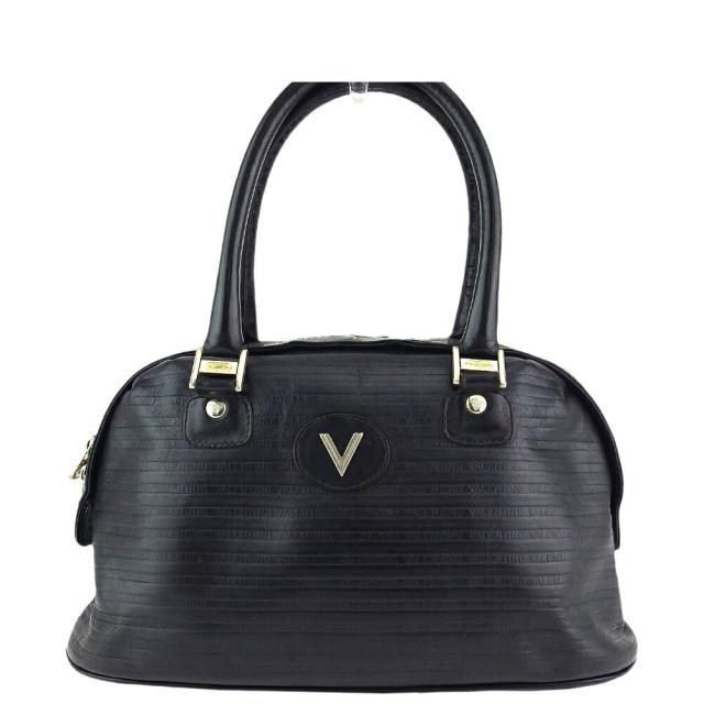 【BIGお買い物ラリー★30%OFFセール中】マリオ・ヴァレンティノ MARIO VALENTINO ハンドバッグVマーク ブラック シルバー ゴールド レディース 中古