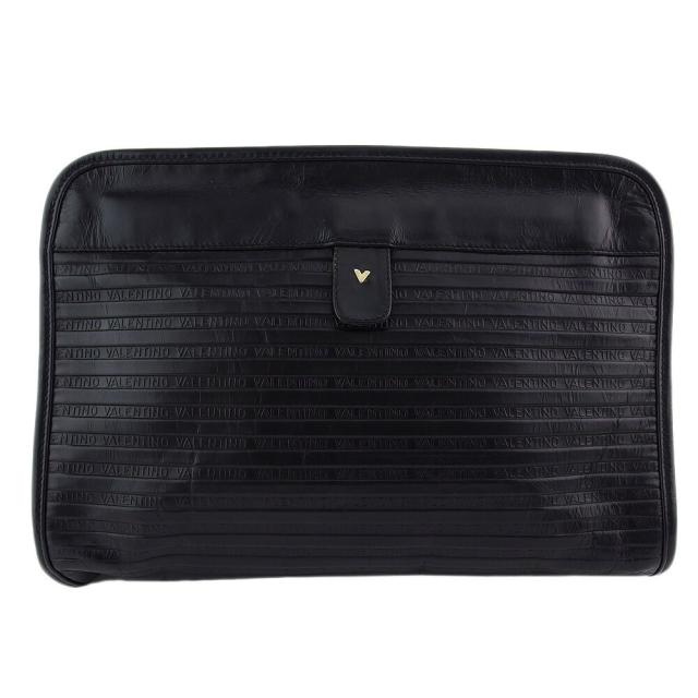 【BIGお買い物ラリー★30%OFFセール中】マリオ・ヴァレンティノ MARIO VALENTINO クラッチバッグVマーク ブラック ゴールド レディース 中古