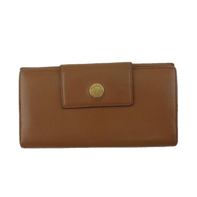 【BIGお買い物ラリー★30%OFFセール中】ブルガリ BVLGARI 長財布クラシコ ロゴボタン ブラウン ゴールド レディース 中古