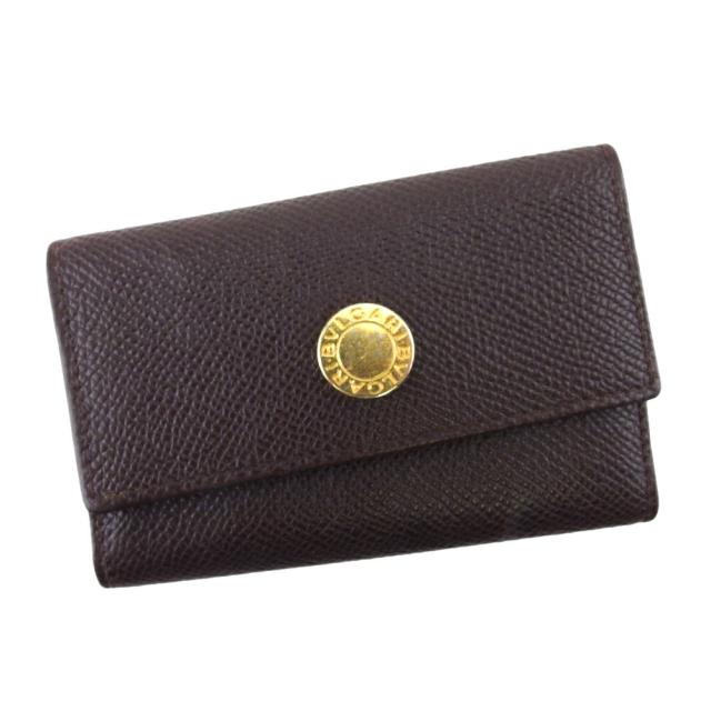 【BIGお買い物ラリー★30%OFFセール中】ブルガリ BVLGARI キーケースクラシコ ロゴボタン付き ブラウン ゴールド レディース 中古