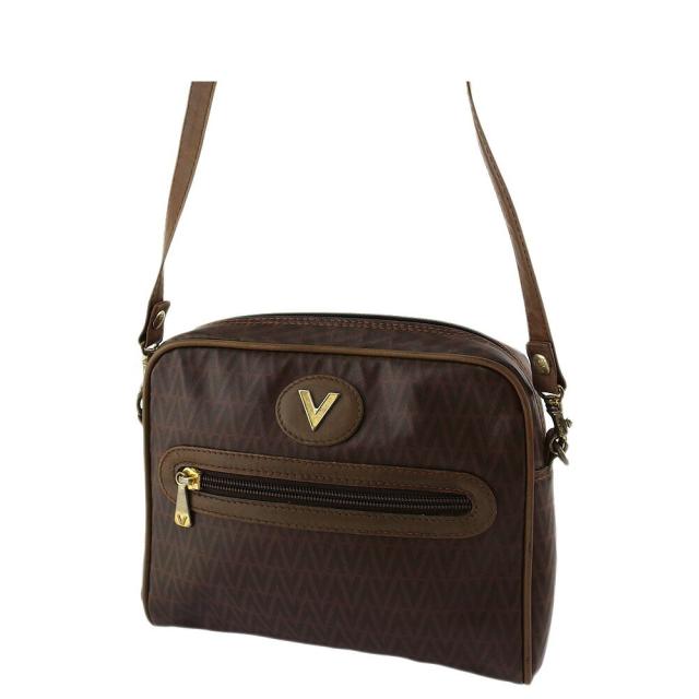 【BIGお買い物ラリー★30%OFFセール中】マリオ・ヴァレンティノ MARIO VALENTINO ショルダーバッグVマーク ブラウン ゴールド シルバー レディース 中古