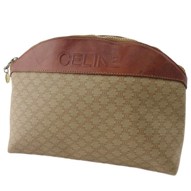 【BIGお買い物ラリー★30%OFFセール中】セリーヌ CELINE クラッチバッグマカダム ベージュ ブラウン レディース 中古