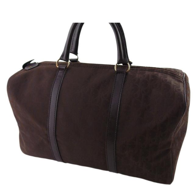 【BIGお買い物ラリー★30%OFFセール中】ディオール Dior ボストンバッグトロッター ブラウン ゴールド レディース 中古