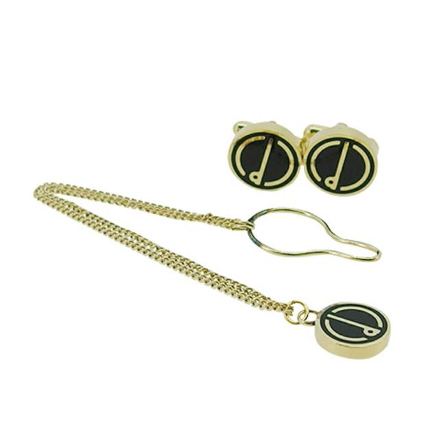 【BIGお買い物ラリー★30%OFFセール中】ダンヒル Dunhill カフス2アイテムセット dマーク ゴールド ブラック レディース 中古