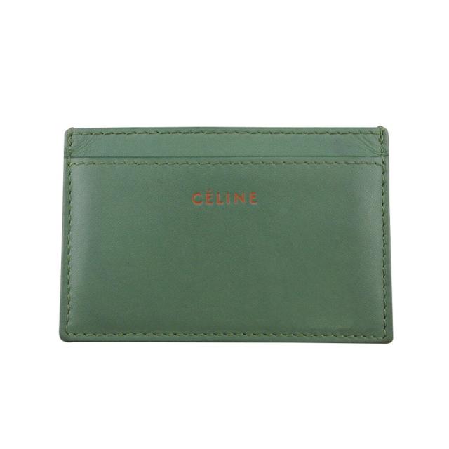 【BIGお買い物ラリー★30%OFFセール中】セリーヌ CELINE カードケースロゴ グリーン オレンジ レディース 中古