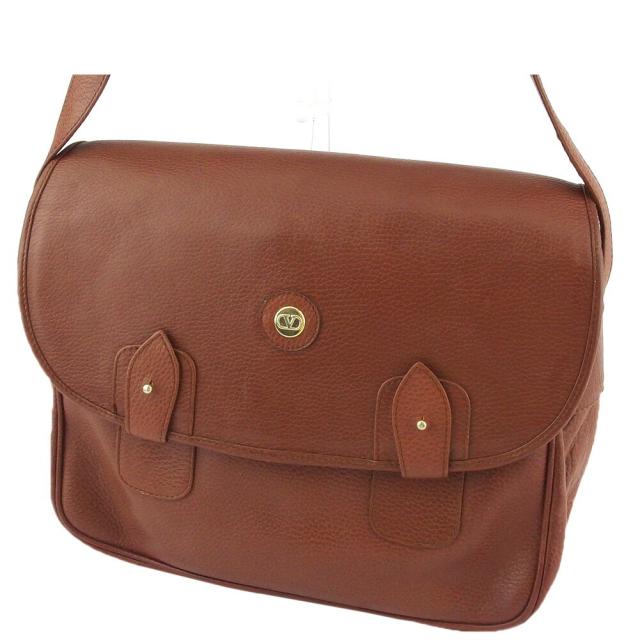 【BIGお買い物ラリー★30%OFFセール中】ヴァレンティノ・ガラヴァーニ Valentino Garavani ショルダーバッグVマーク ブラウン ゴールド レディース 中古