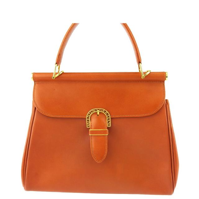 【BIGお買い物ラリー★30%OFFセール中】ヴァレンティノ・ガラヴァーニ Valentino Garavani ハンドバッグロゴベルト ブラウン ゴールド レディース 中古