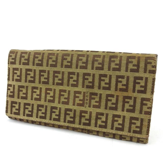 【BIGお買い物ラリー★30%OFFセール中】フェンディ FENDI 長財布ズッキーノ ベージュ ブラウン レディース 中古