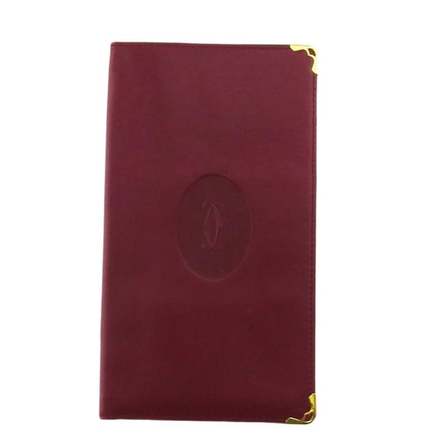 【BIGお買い物ラリー★30%OFFセール中】カルティエ CARTIER 札入れマストライン ボルドー ゴールド レディース 中古