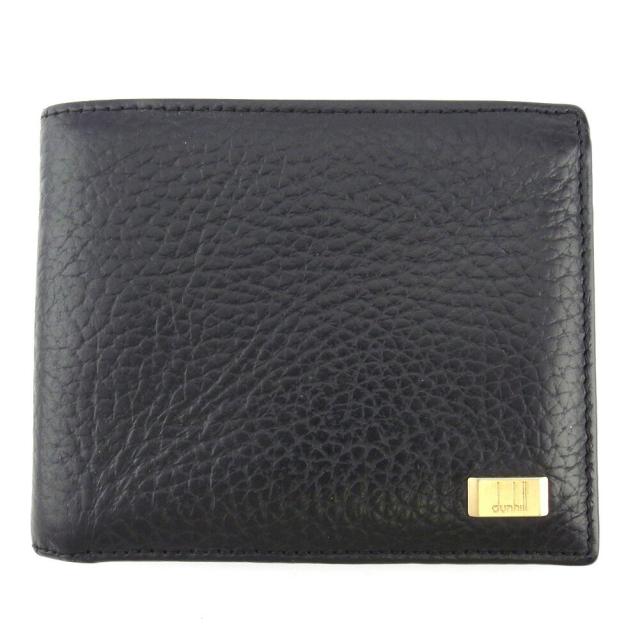 【BIGお買い物ラリー★30%OFFセール中】ダンヒル Dunhill 札入れコンノート ブラック ゴールド レディース 中古