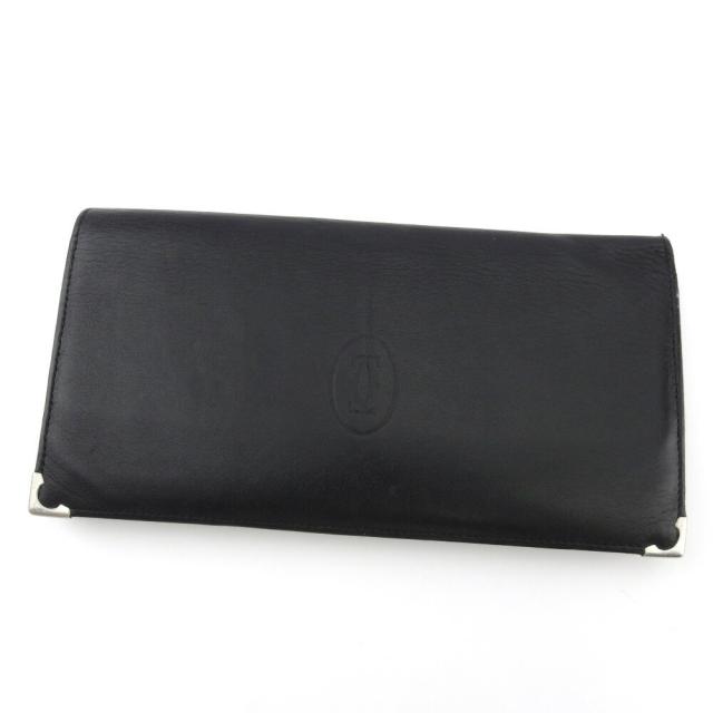 【X'masセール★30%OFF】カルティエ CARTIER 長財布カボション ブラック シルバー ボルドー レディース 中古