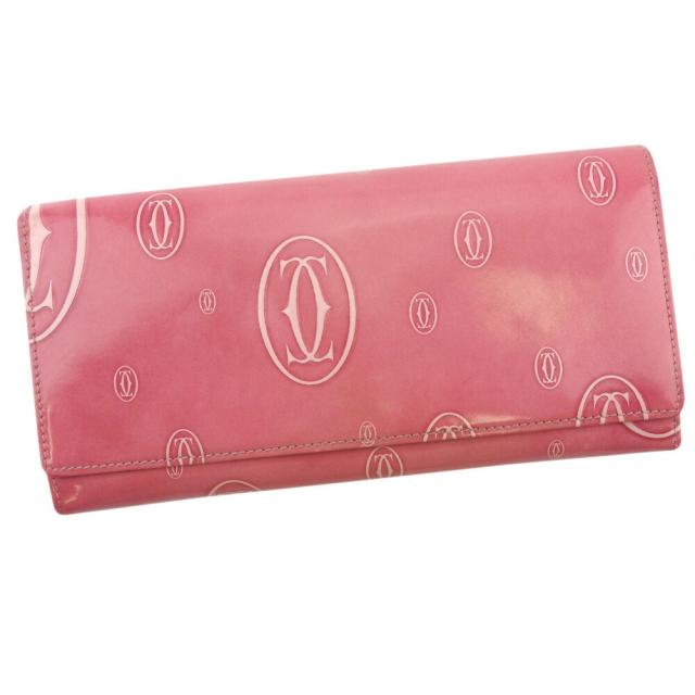 【BIGお買い物ラリー★30%OFFセール中】カルティエ CARTIER 長財布ハッピーバースデー ピンク シルバー レディース 中古