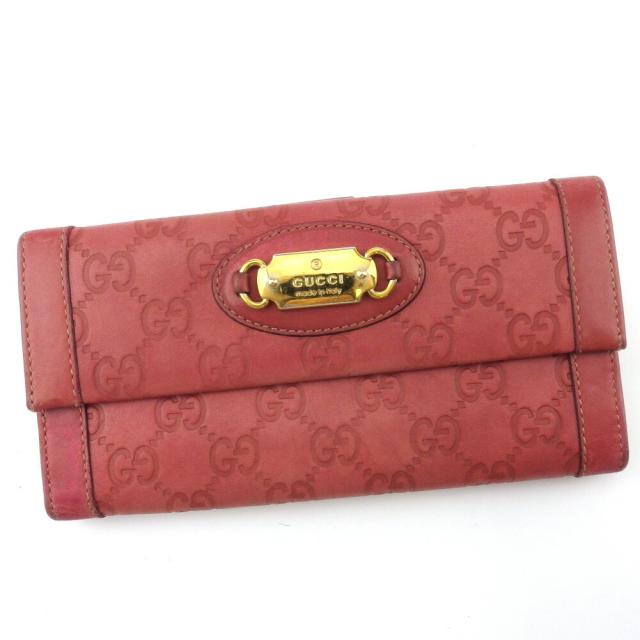 【BIGお買い物ラリー★30%OFFセール中】グッチ GUCCI 長財布グッチシマ ピンク ゴールド レディース 中古
