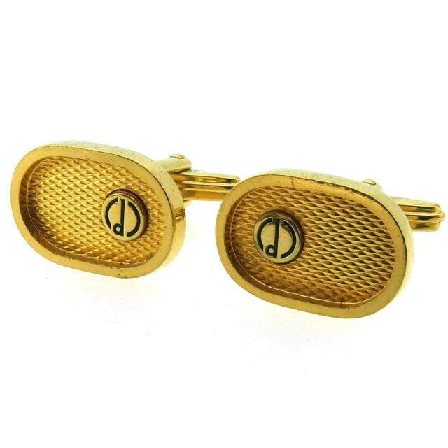 【X'masセール★30%OFF】ダンヒル Dunhill カフスdマーク スウィヴル式 ゴールド ブラック レディース 中古