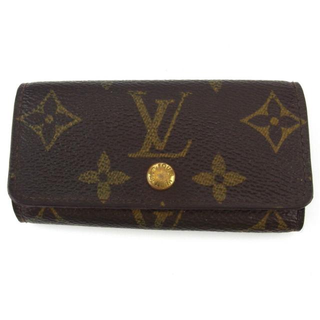 【BIGお買い物ラリー★30%OFFセール中】ルイ・ヴィトン LOUIS VUITTON キーケースモノグラム ミュルティクレ4 ブラウン ベージュ ゴールド レディース 中古