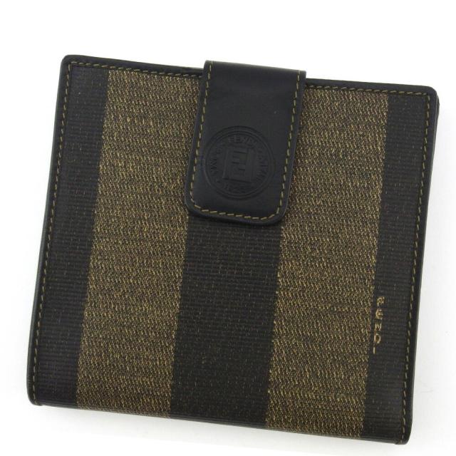 【BIGお買い物ラリー★30%OFFセール中】フェンディ FENDI 二つ折り財布ペカン ブラック ベージュ レディース 中古