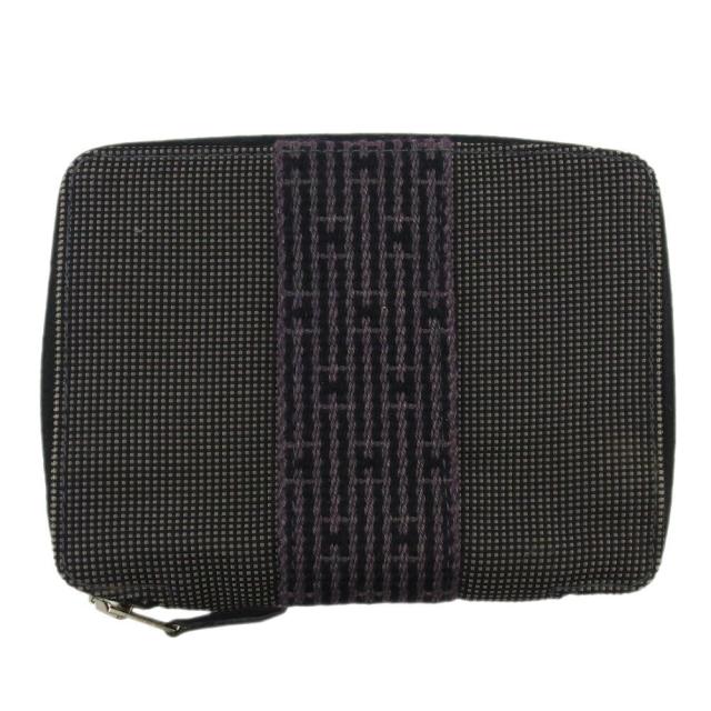 【BIGお買い物ラリー★30%OFFセール中】エルメス HERMES 手帳カバーエールライン グレー 灰色 ブラック シルバー レディース 中古