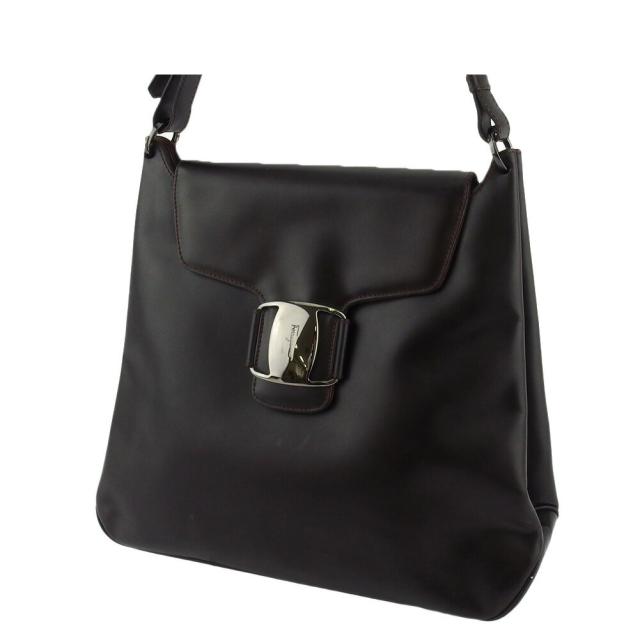 【BIGお買い物ラリー★30%OFFセール中】サルヴァトーレフェラガモ Salvatore Ferragamo ショルダーバッグヴァラ ブラウン シルバー レディース 中古