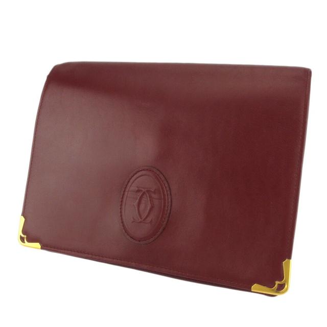 【BIGお買い物ラリー★30%OFFセール中】カルティエ CARTIER クラッチバッグマストライン ボルドー ゴールド レディース 中古