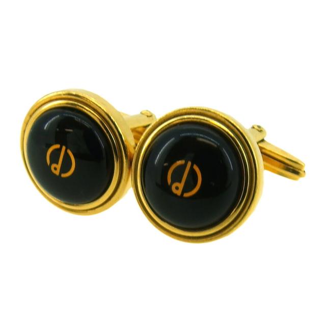 【X'masセール★30%OFF】ダンヒル Dunhill カフスdマーク ラウンドフォルム ブラック ゴールド レディース 中古