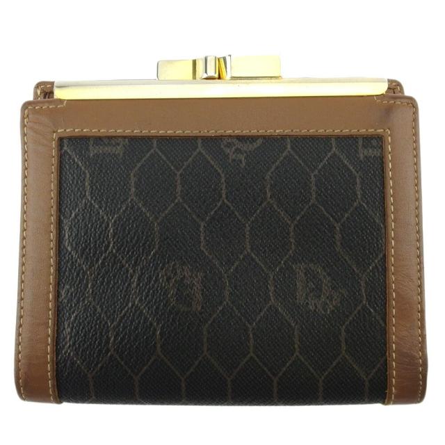 【BIGお買い物ラリー★30%OFFセール中】ディオール Dior 二つ折り財布ハニカム ブラック ブラウン ゴールド レディース 中古