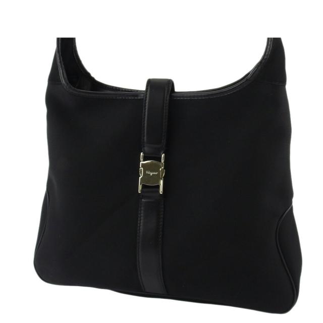 【BIGお買い物ラリー★30%OFFセール中】サルヴァトーレフェラガモ Salvatore Ferragamo ショルダーバッグロゴ ブラック シルバー レディース 中古