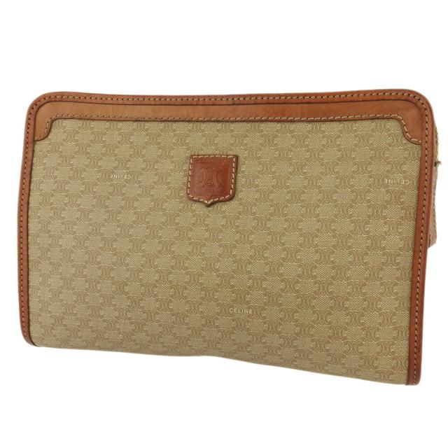 【BIGお買い物ラリー★30%OFFセール中】セリーヌ CELINE クラッチバッグマカダム ベージュ ブラウン レディース 中古