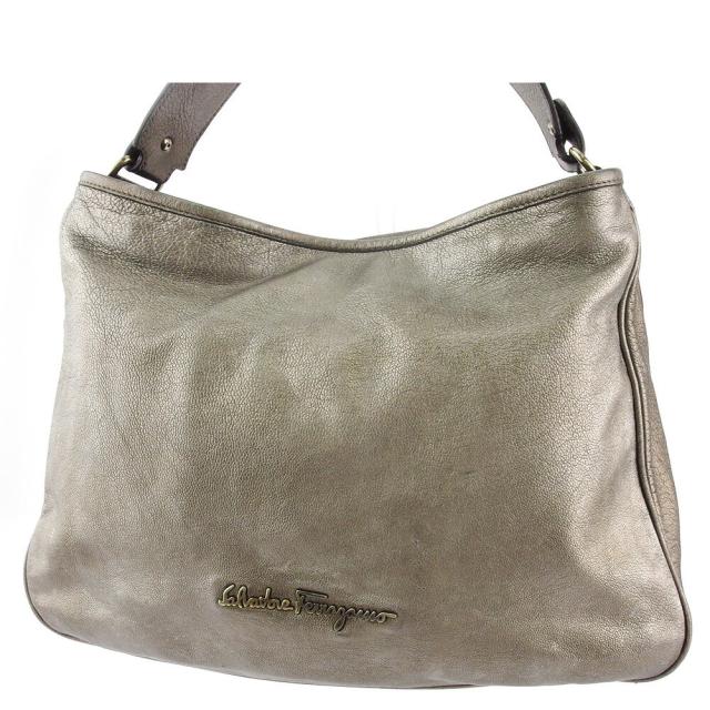 【BIGお買い物ラリー★30%OFFセール中】サルヴァトーレフェラガモ Salvatore Ferragamo ハンドバッグロゴ シルバー ブラウン ゴールド レディース 中古