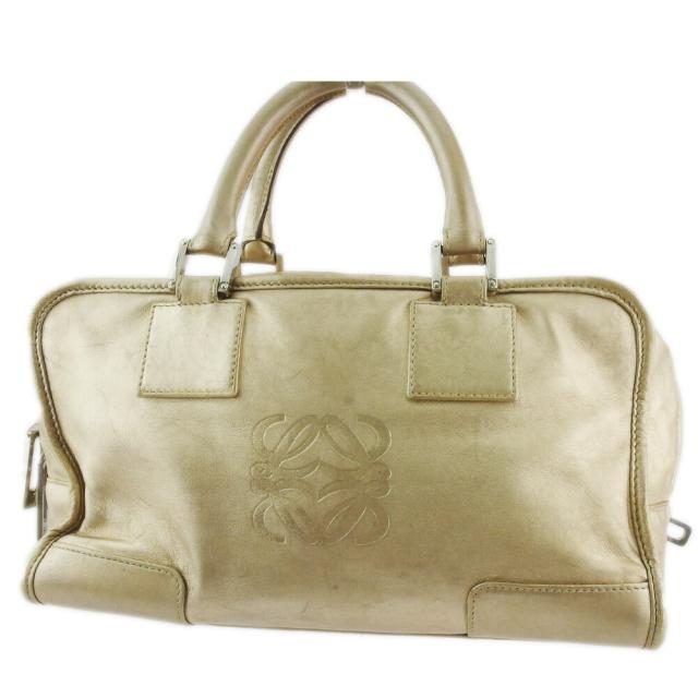 【BIGお買い物ラリー★30%OFFセール中】ロエベ LOEWE ハンドバッグアマソナ29 アナグラムマーク ゴールド シルバー レディース 中古