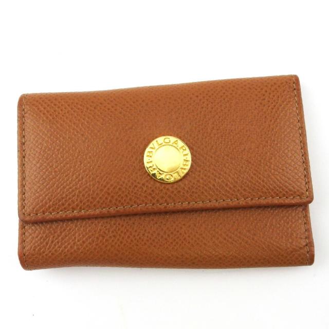 【BIGお買い物ラリー★30%OFFセール中】ブルガリ BVLGARI キーケースロゴボタン ライトブラウン ゴールド レディース 中古