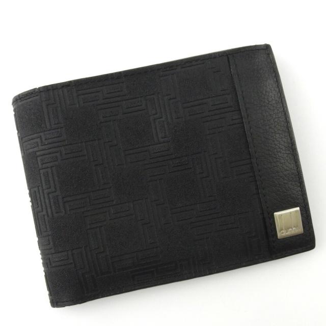 【BIGお買い物ラリー★30%OFFセール中】ダンヒル Dunhill 二つ折り財布ディーエイト D8 ブラック シルバー レディース 中古