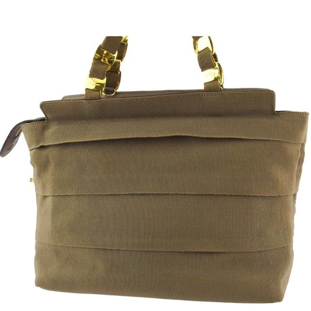 【BIGお買い物ラリー★30%OFFセール中】サルヴァトーレフェラガモ Salvatore Ferragamo トートバッグヴァラチェーン ティアード ブラウン ゴールド レディース 中古