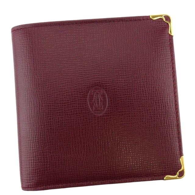 【X'masセール★30%OFF】カルティエ CARTIER 二つ折り財布マストライン ボルドー ゴールド レディース 中古