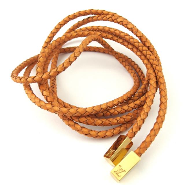 【BIGお買い物ラリー★30%OFFセール中】ルイ・ヴィトン LOUIS VUITTON ベルト編み込み サンチュールVVNトレセ ベージュ ゴールド レディース 中古