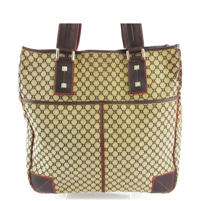 【BIGお買い物ラリー★30%OFFセール中】セリーヌ CELINE トートバッグマカダム ベージュ ブラウン オレンジ シルバー レディース 中古