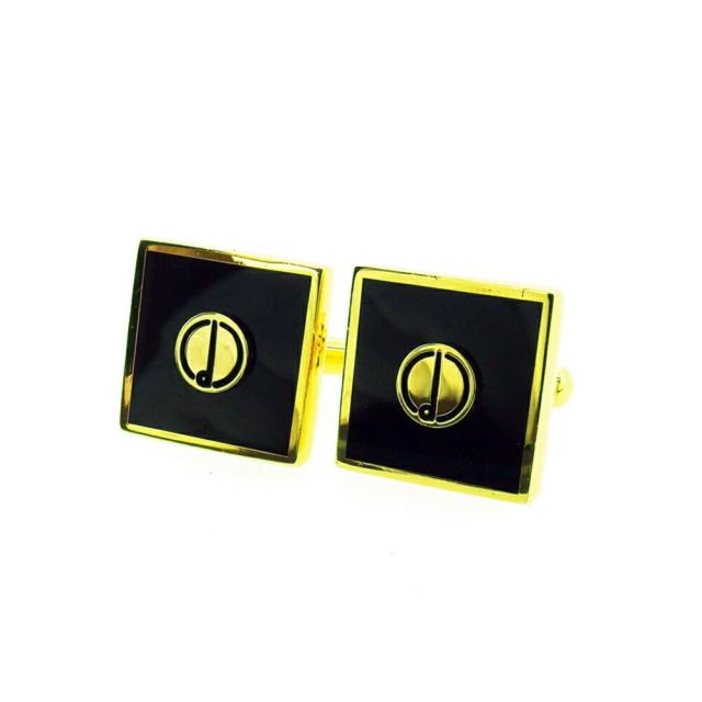 【X'masセール★30%OFF】ダンヒル Dunhill カフスdマーク スクエアフォルム ゴールド ブラック レディース 中古
